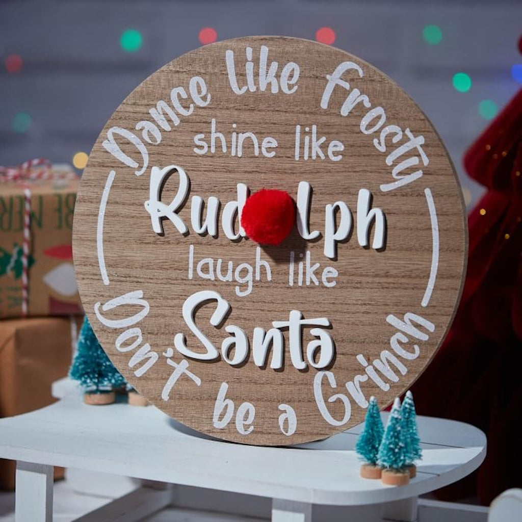 Wooden Rudolf Christmas Sign – Pink Pineapple Home & Gifts